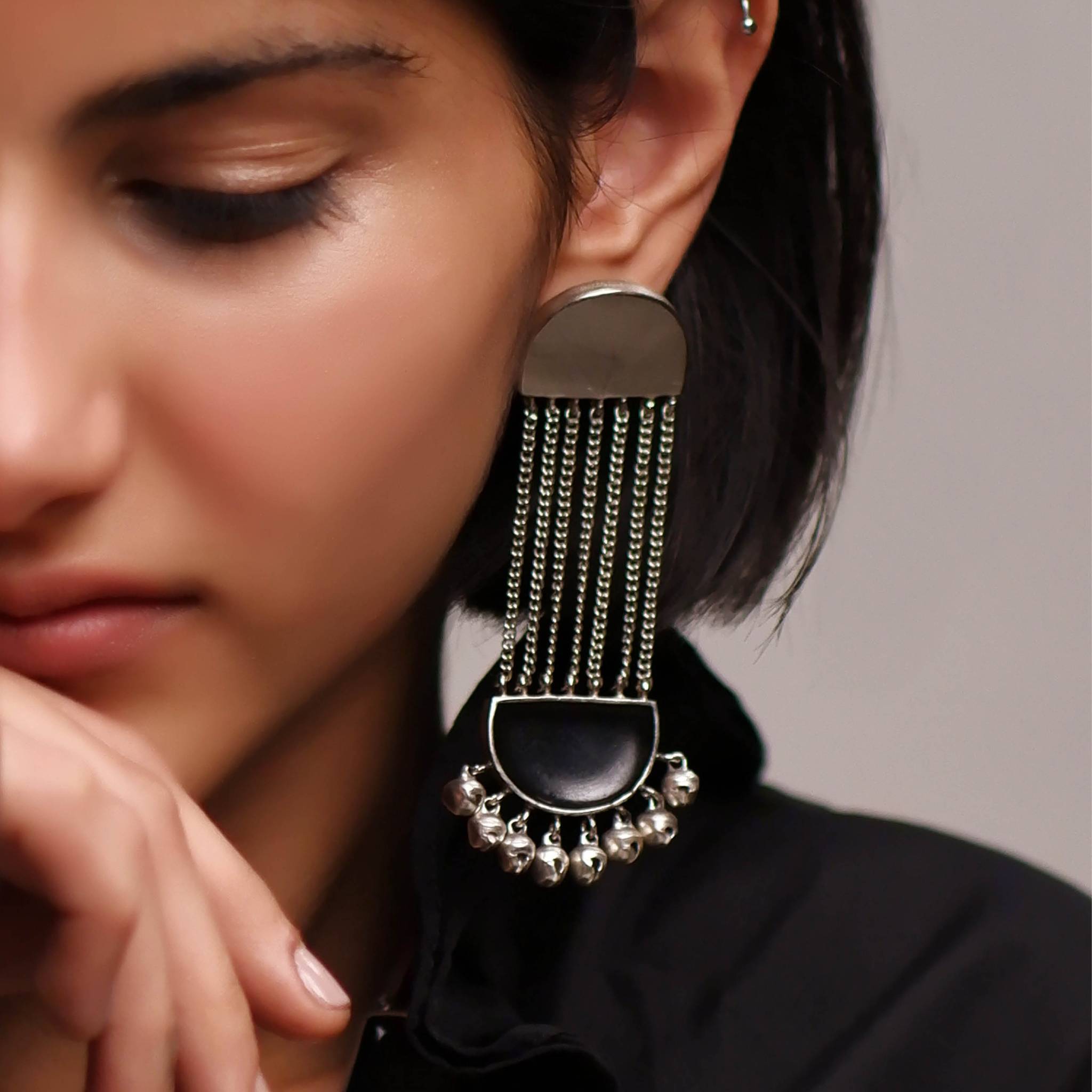 Half Moon Chain Danglers – Aaree Accessories Official